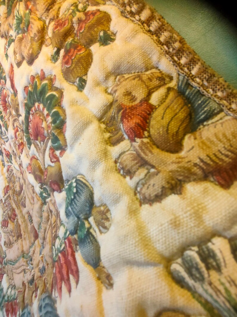 Tapestry Gobelin Fabric Picture Antique Rare Wall Hanging Royal Scene ...