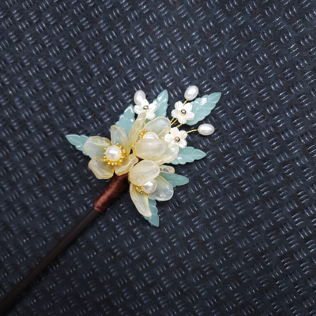 Ethereal Tender Yellow Flower Hair Stick – Yellow Floral Blossom Hair ...