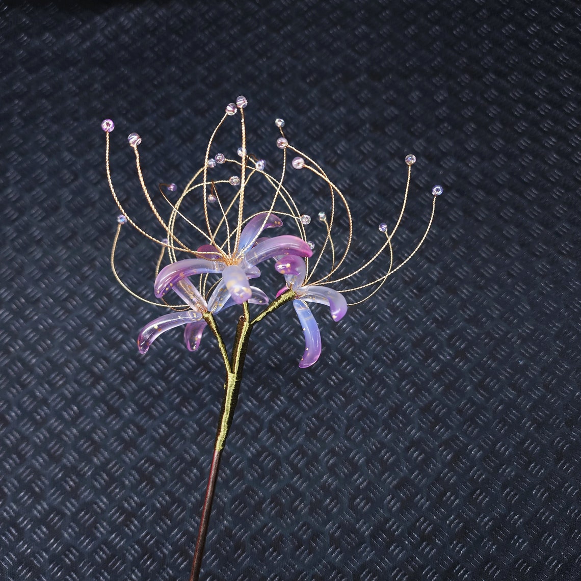 Handmade Blue Purple Lycoris Flower Hair Pin Blue Purple Spider Lily ...