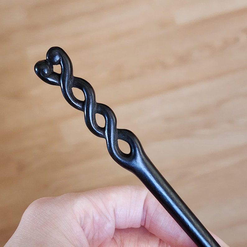 Twisted Wood Hair Pin, Celtic Knot Silhouette Hair Stick Modern Witchy ...