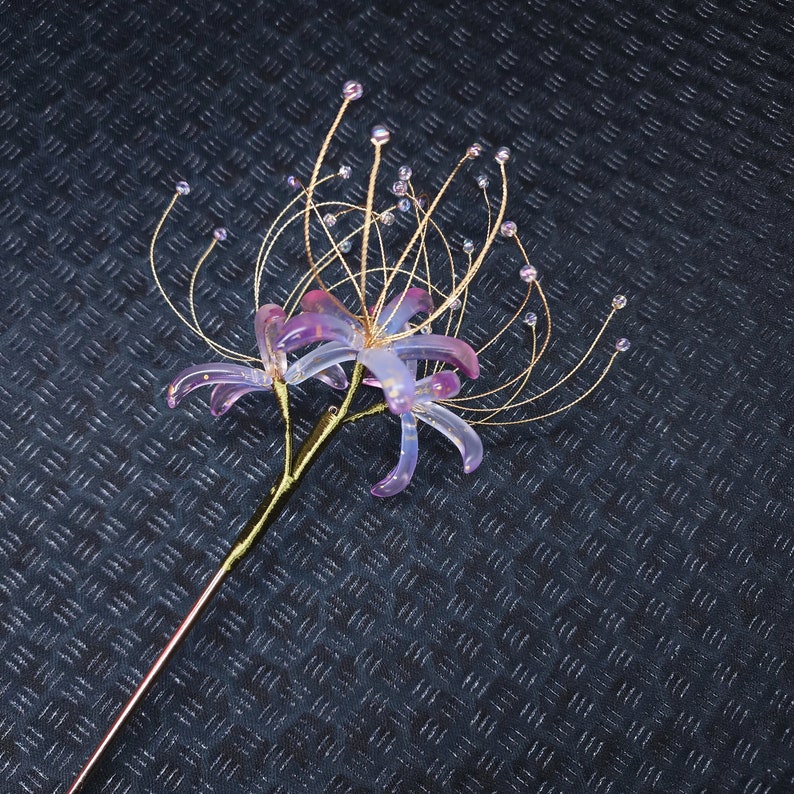 Handmade Blue Purple Lycoris Flower Hair Pin Blue Purple Spider Lily ...