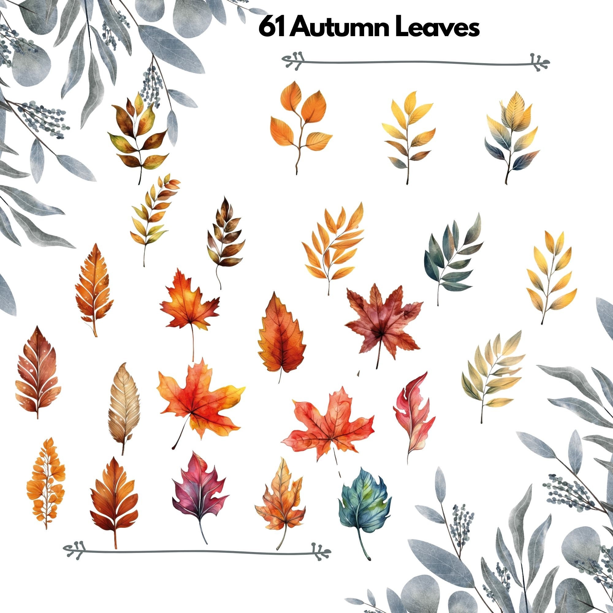 Watercolor Autumn Leaves Clipart, Autumn Clipart, Autumn Leaves ...