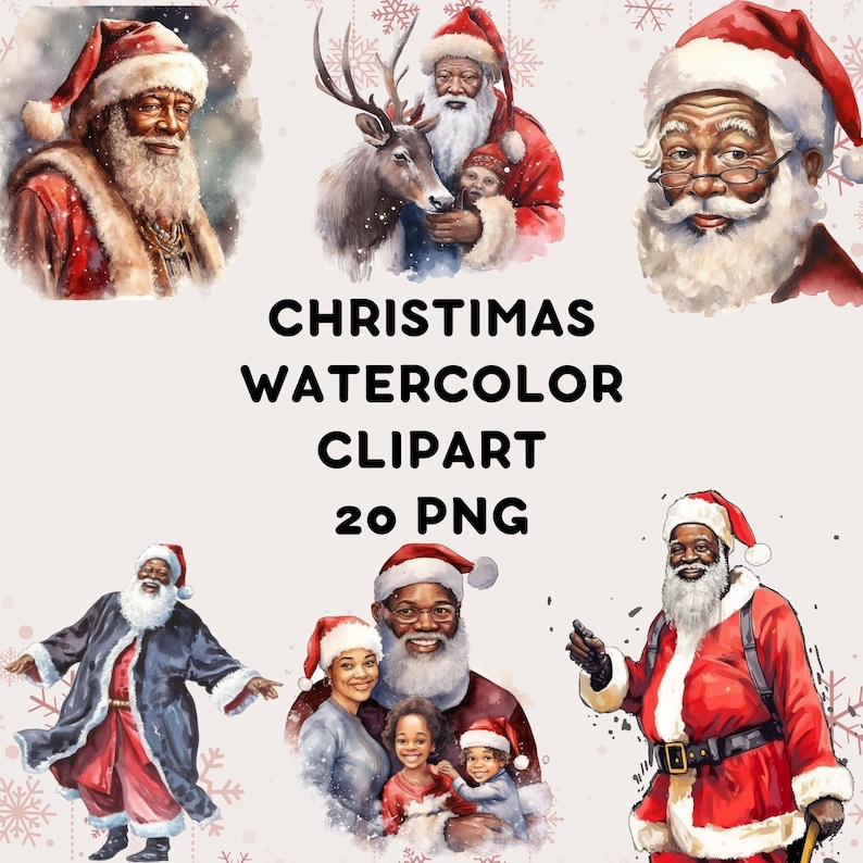 African American Santa Clipart, Black Santa Clipart, African American ...