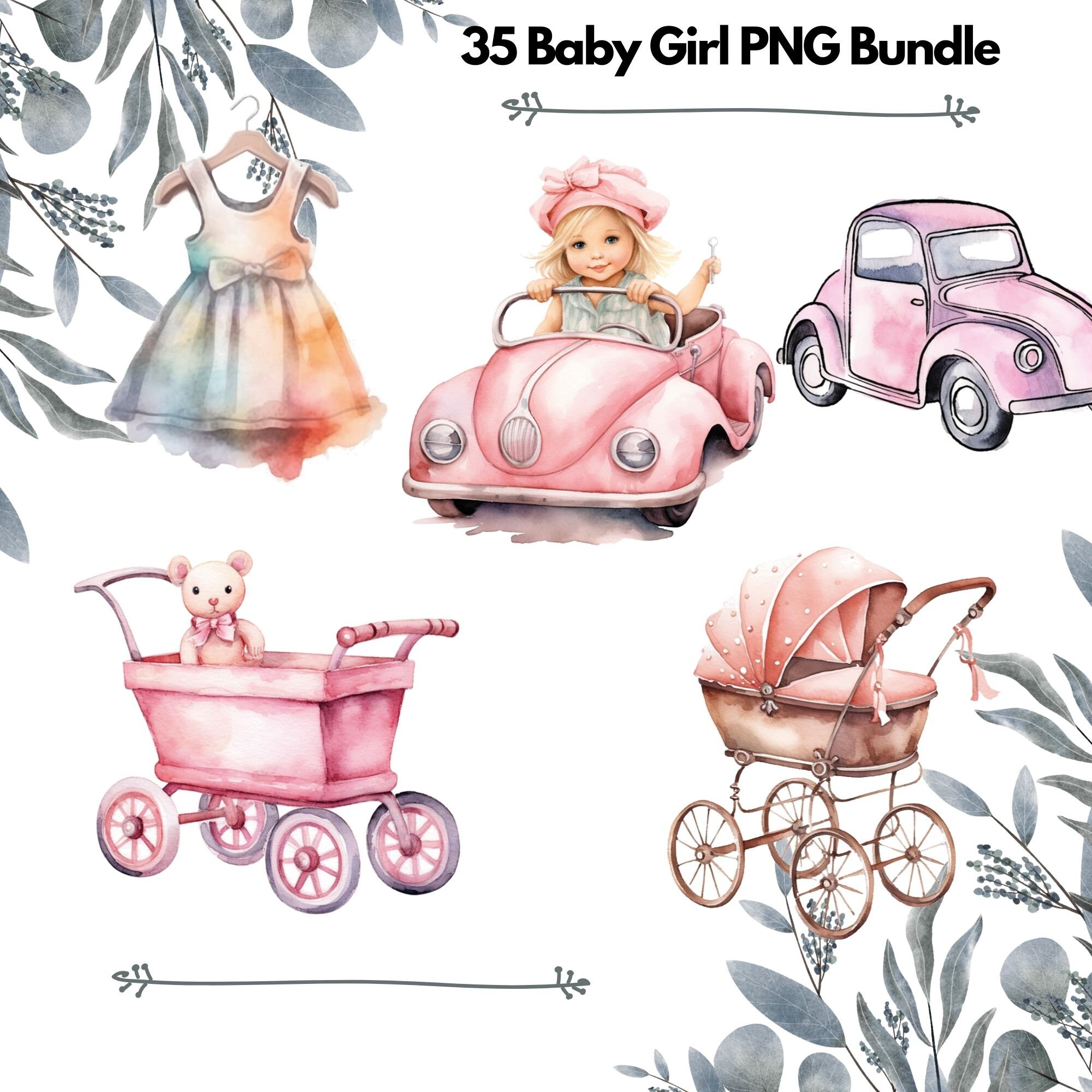 Baby Girl Bundle,watercolor Clipart,baby Shower,newborn Baby, Clipart ...