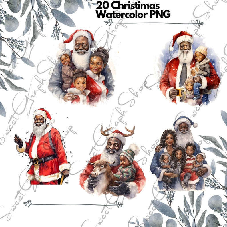 African American Santa Clipart Black Santa Clipart African - Etsy