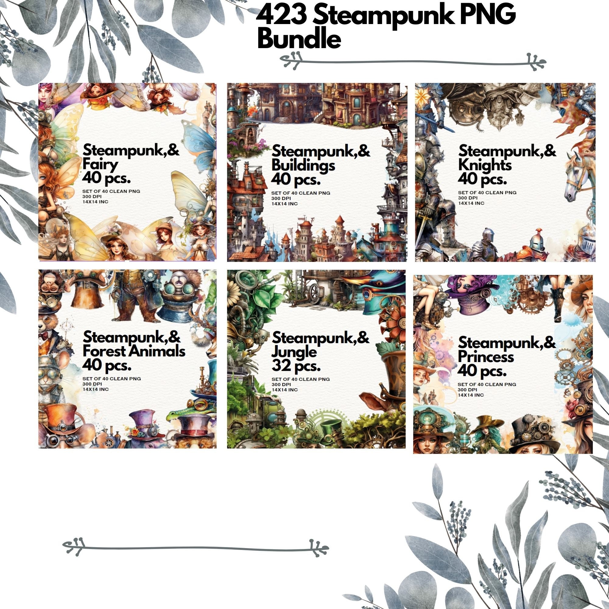 Steampunk Png Bundle Steampunk Clipart Big Bundle Steampunk Digital 423pcs Watercolor Steampunk ...