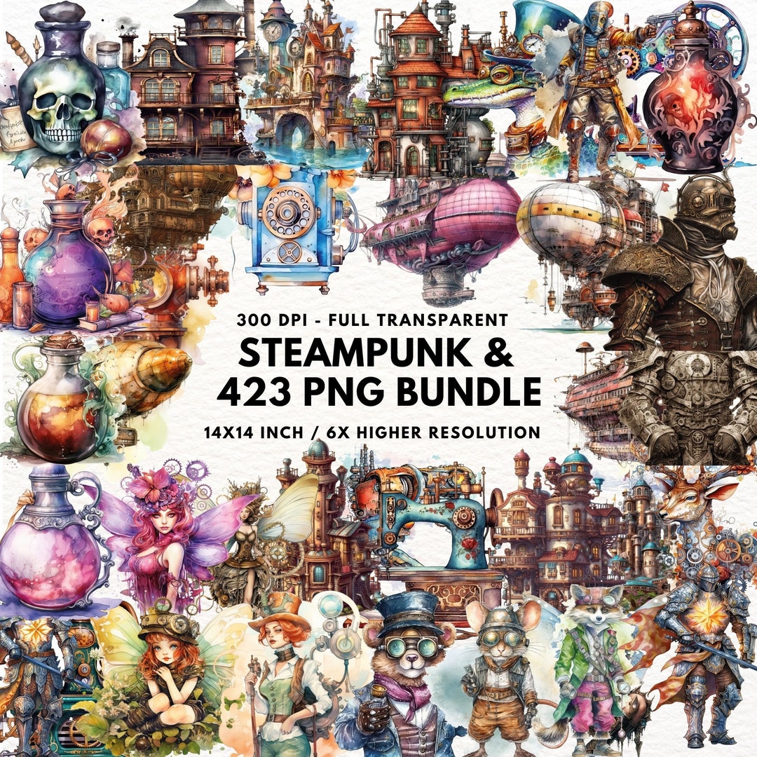 Steampunk Png Bundle Steampunk Clipart Big Bundle Steampunk Digital ...