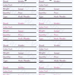 Yarn Inventory Tracker Printable PDF Crochet and Knitting Tool - Etsy