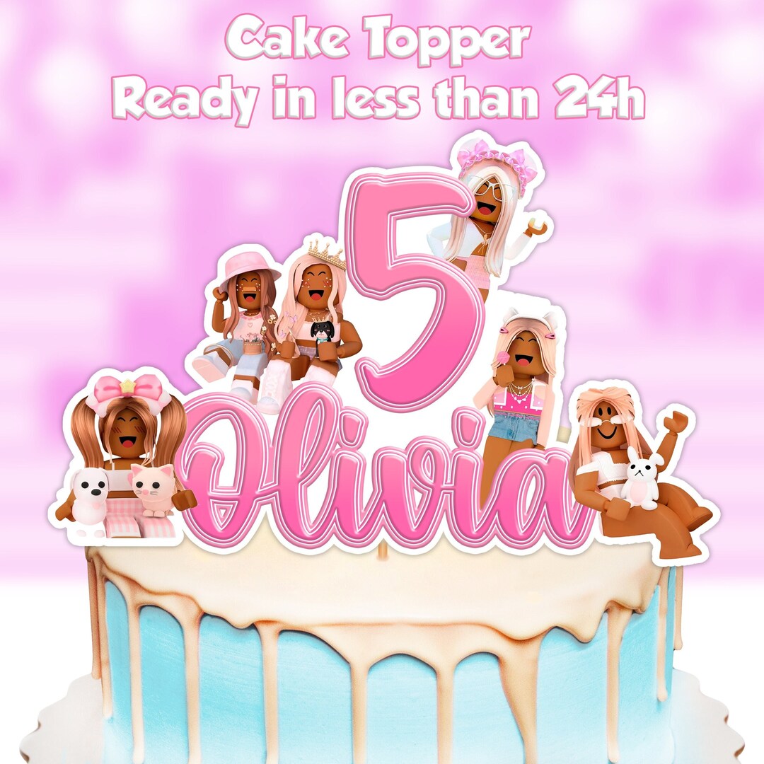 Girl Roblox Cake Topper, Digital Cake Topper, Pink Roblox - Etsy