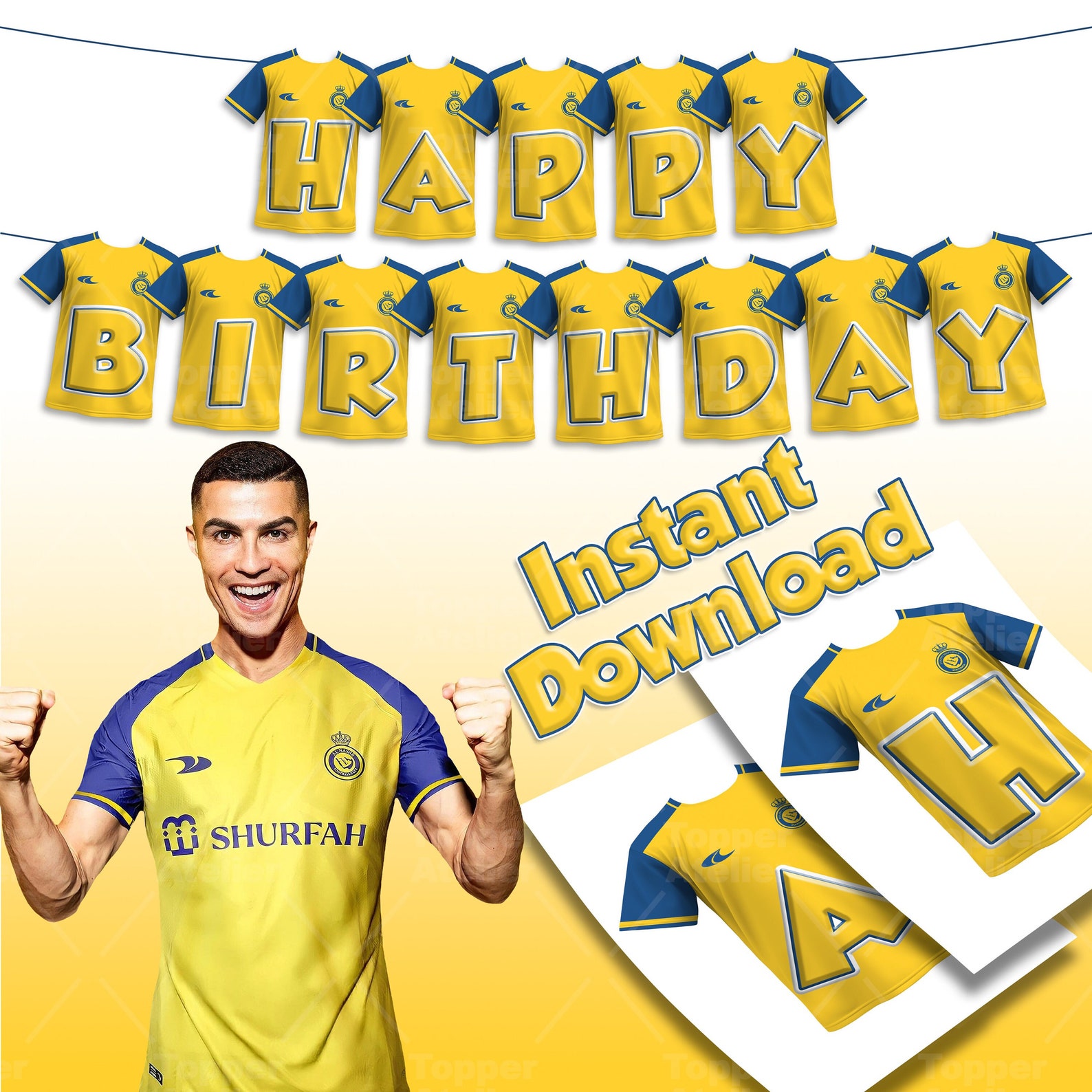 Ronaldo CR7 Birthday Banner: Al-nassr Theme (digital Download) - Etsy