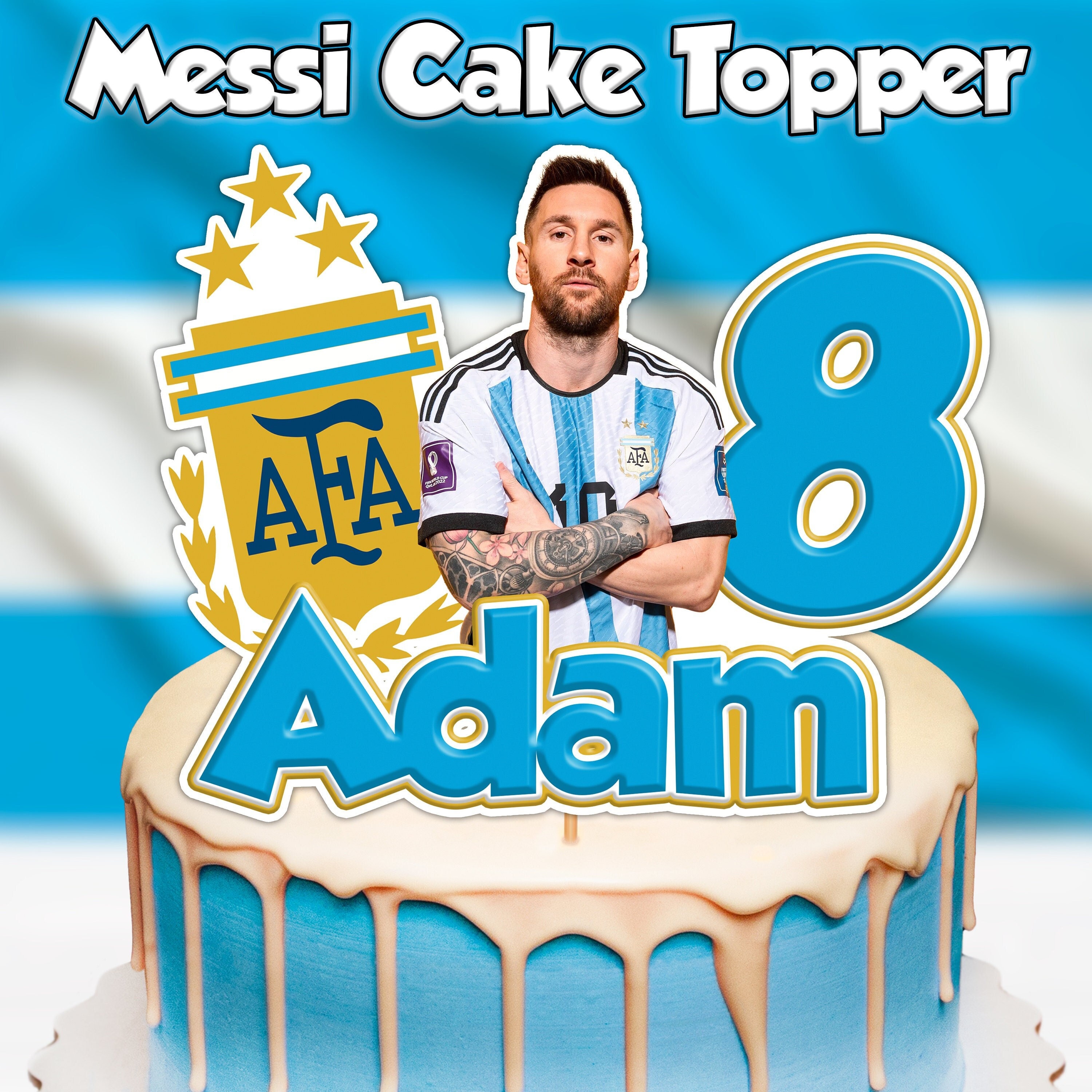 MESSI Cake Topper Messi Happy Birthday Argentina Cake Topper - Etsy ...