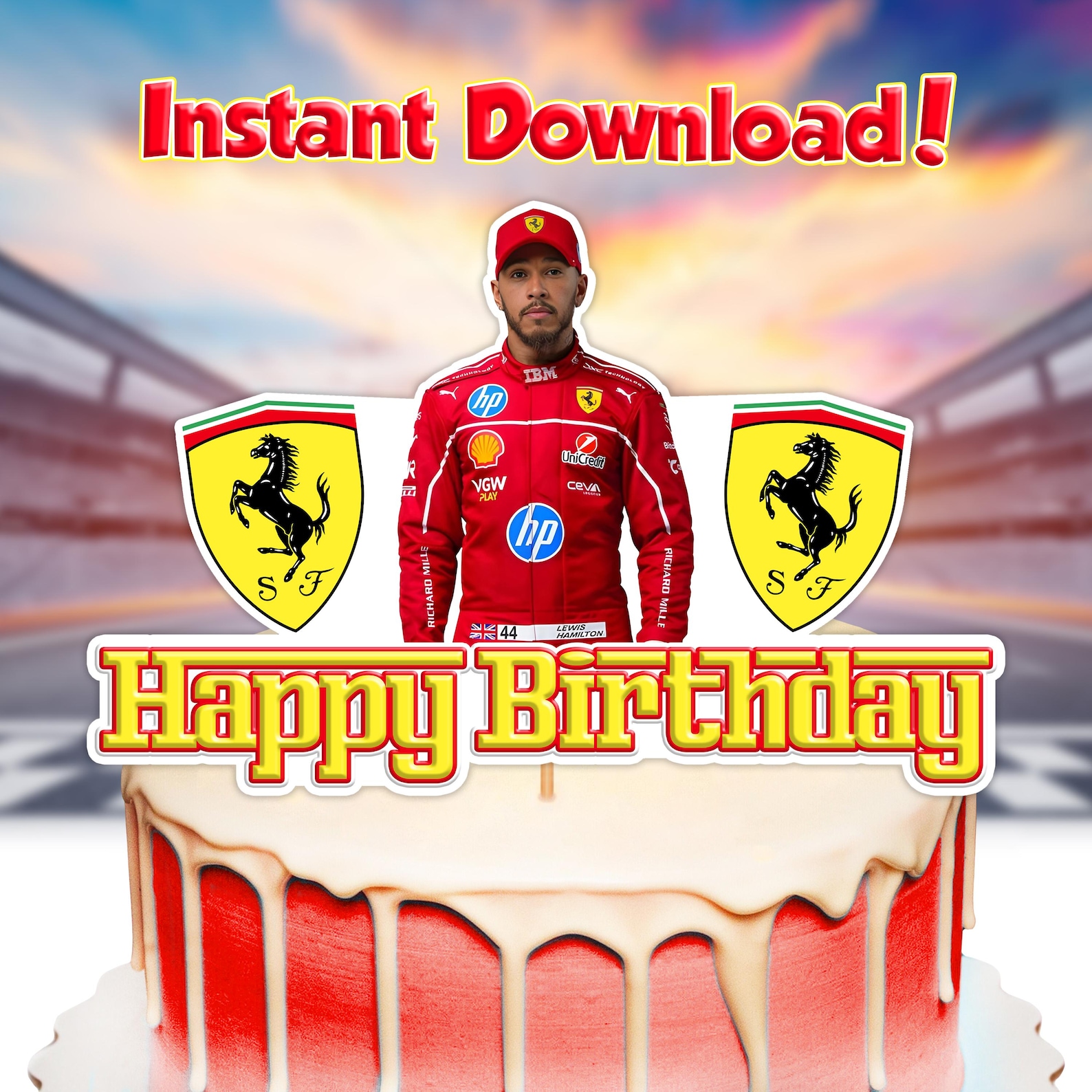 Formula 1 Cake Topper: Lewis Hamilton Birthday (digital Download) - Etsy