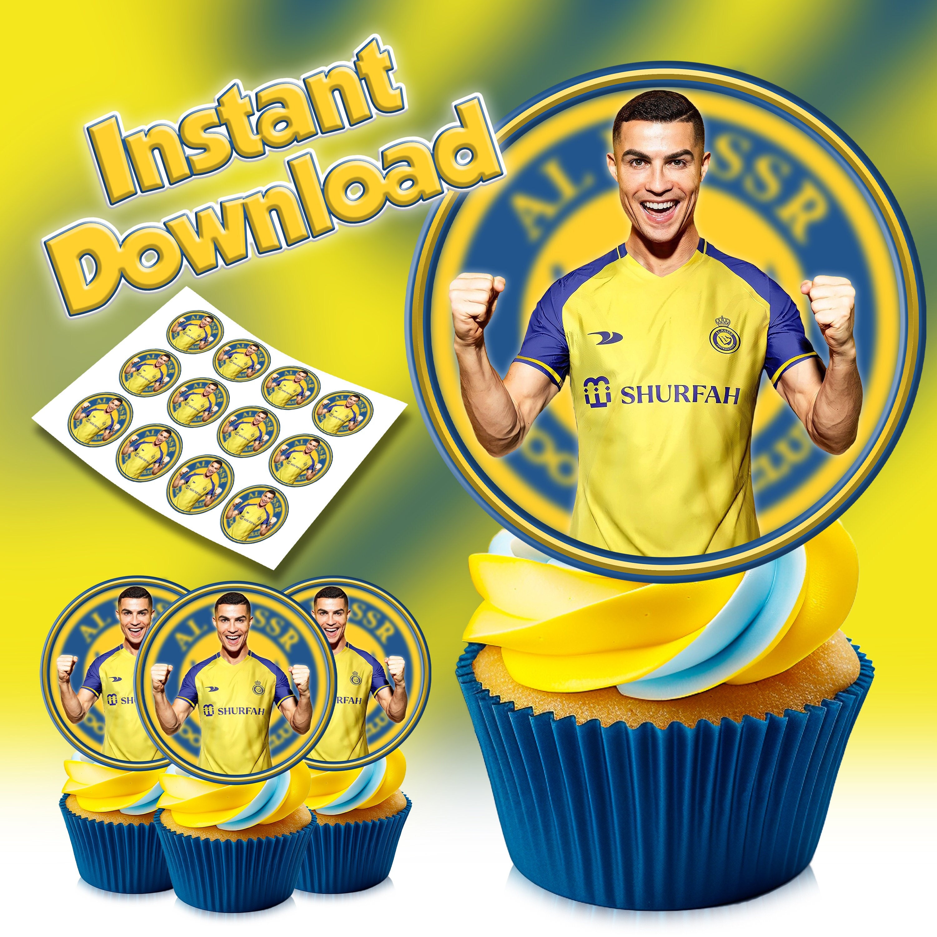 Ronaldo Digital Cupcake Toppers, Ronaldo Cake Topper - Etsy Australia