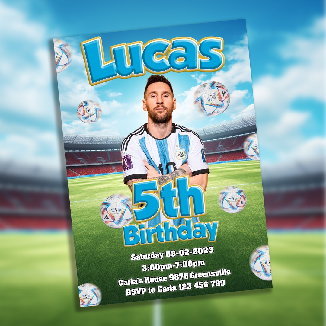 MESSI Birthday Invitation, Messi Happy Birthday, Argentina Cake Topper ...