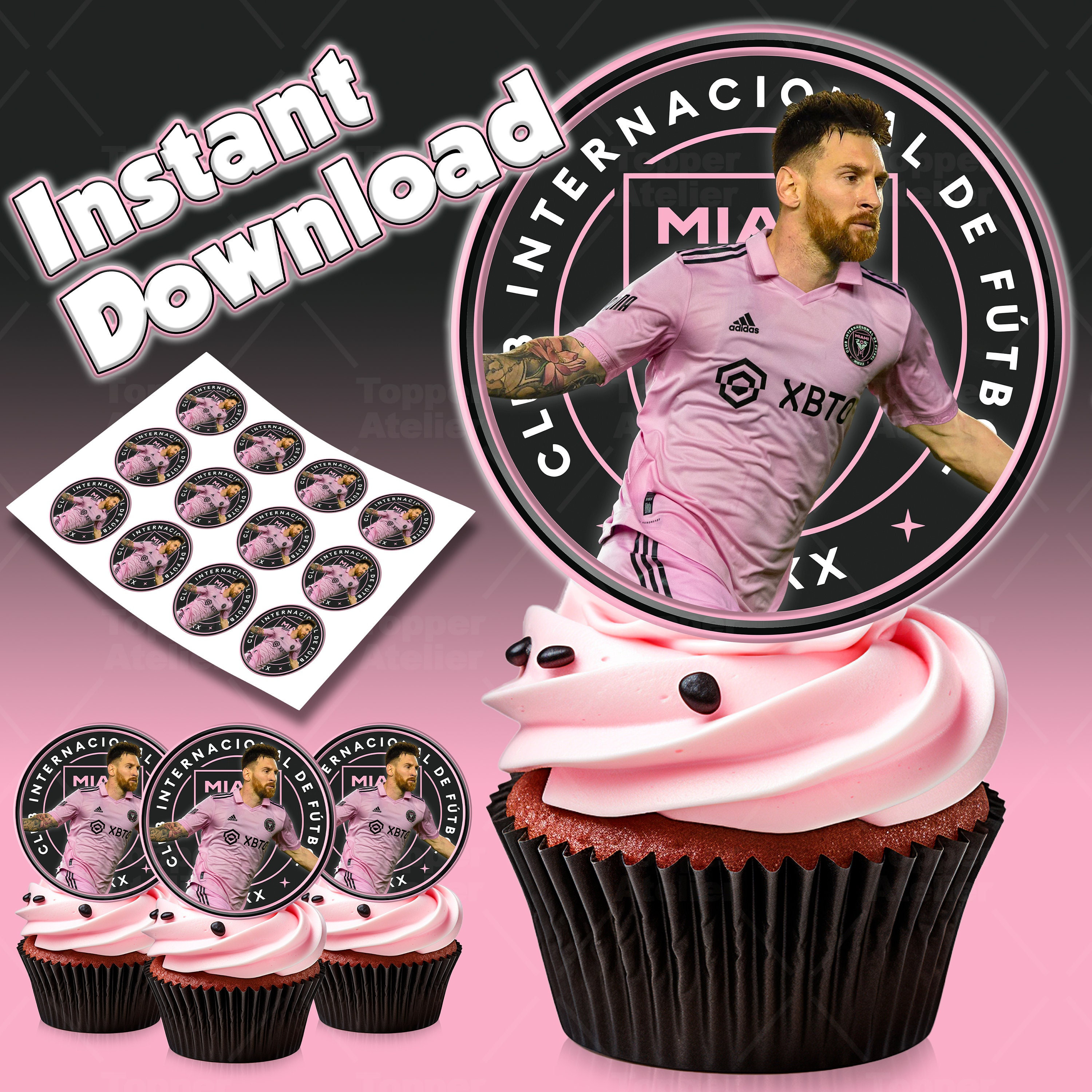 Messi Digital Cupcake Toppers Messi Cake Toppers Messi Inter Etsy México