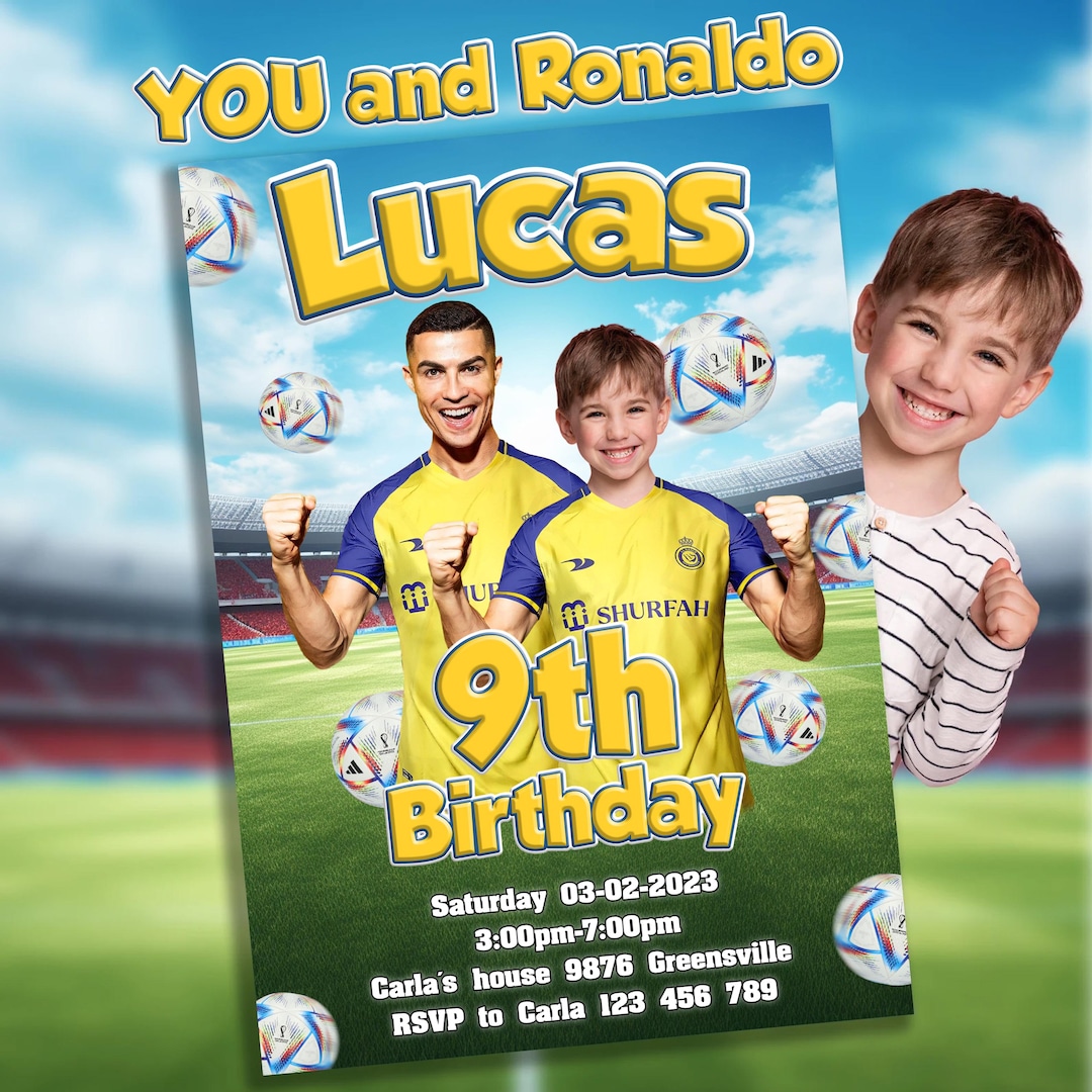 RONALDO Birthday Invitation, CR7 Birthday Invitation, Cristiano Ronaldo ...