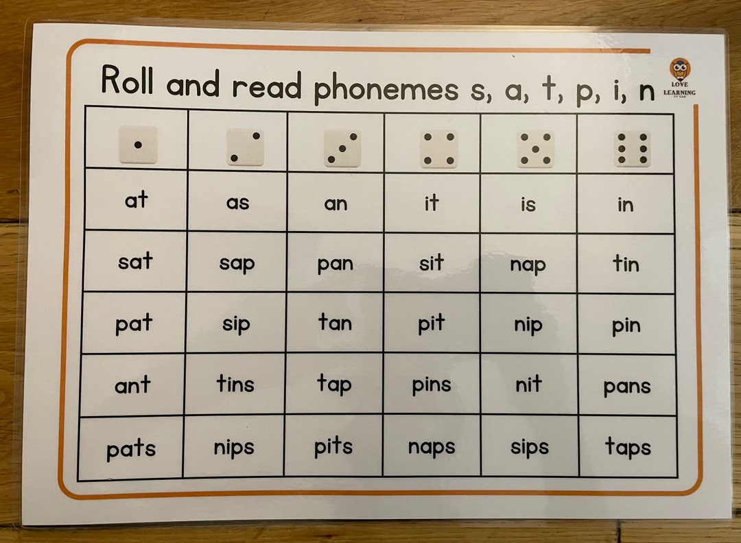 Phase 2 Phonics roll and Read Game Satpin - Etsy