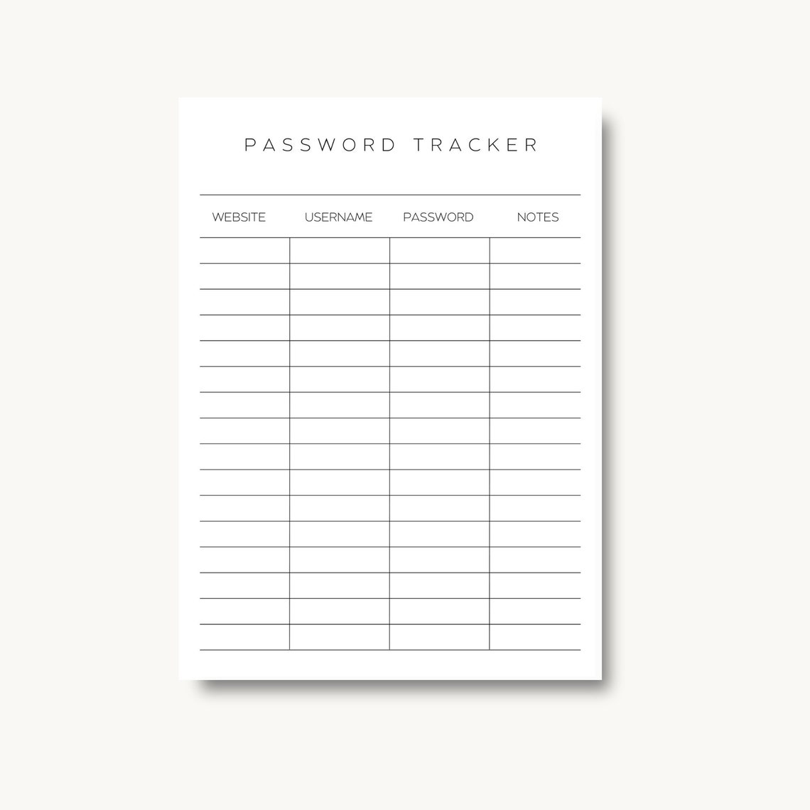 Password Tracker Printable Fillable Password Keeper Password Organizer Password Log