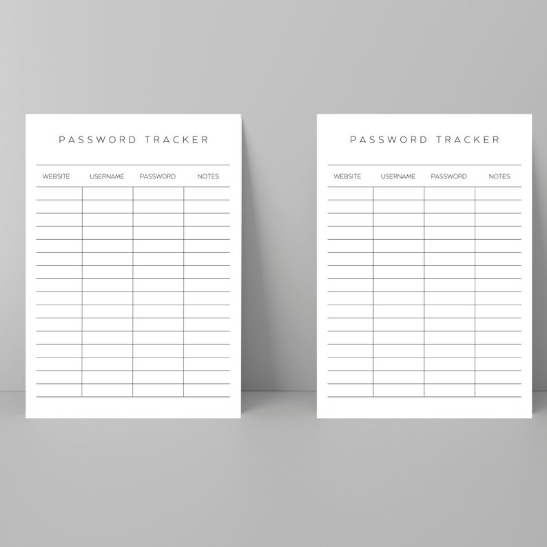 Password Tracker Printable Fillable Password Keeper Password Organizer Password Log