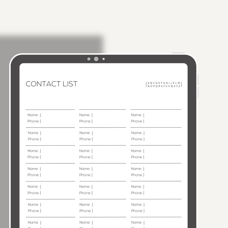 CONTACT LIST, Printable, Contact Organizer, Name, Phone Number, Instant ...