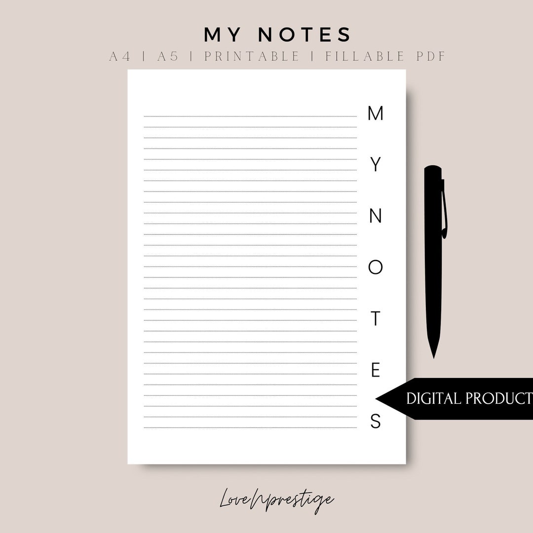 MINIMAL NOTES SHEET, Modern Design, Note Task Sheet, Note Writing ...