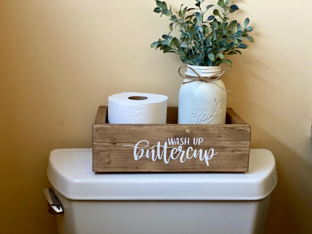 Wash up Buttercup Toilet Box, Toilet Paper Holder, Back of Toilet Tank ...