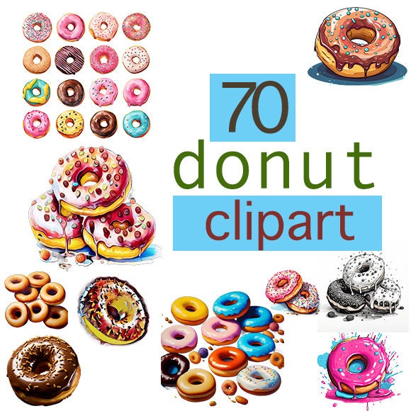 Bundle 70 Donut Clipart, Doughnut Art Work, Donut Design, Clipart ...