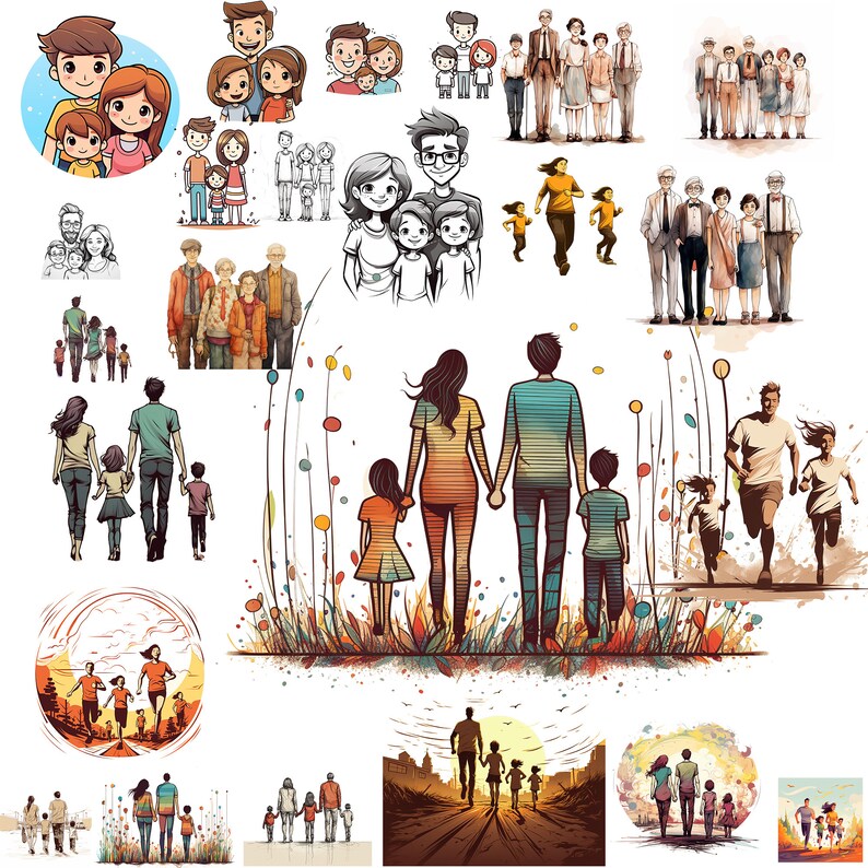 50 Family CLIPART, Bundle Clipart Design , Family Design, Family Art ...