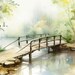 Forest Bridge Watercolor | Printable Art Poster | Wooden Bridge Over ...
