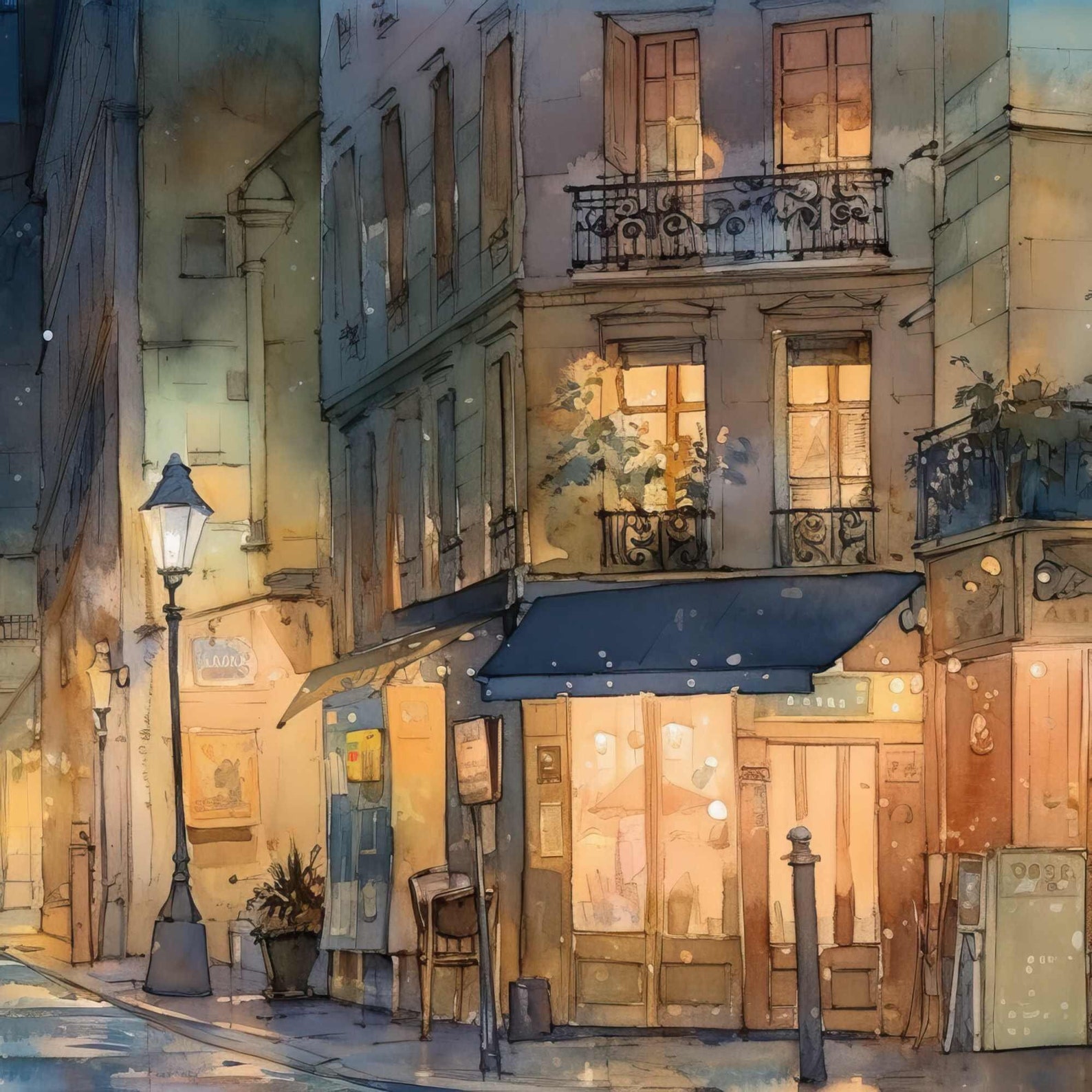 Paris Street View Wall Art | Elegant Restaurant & Building Print ...
