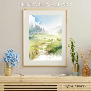 Soft Green Meadow Path Poster Print | Serene Green Nature Walk ...