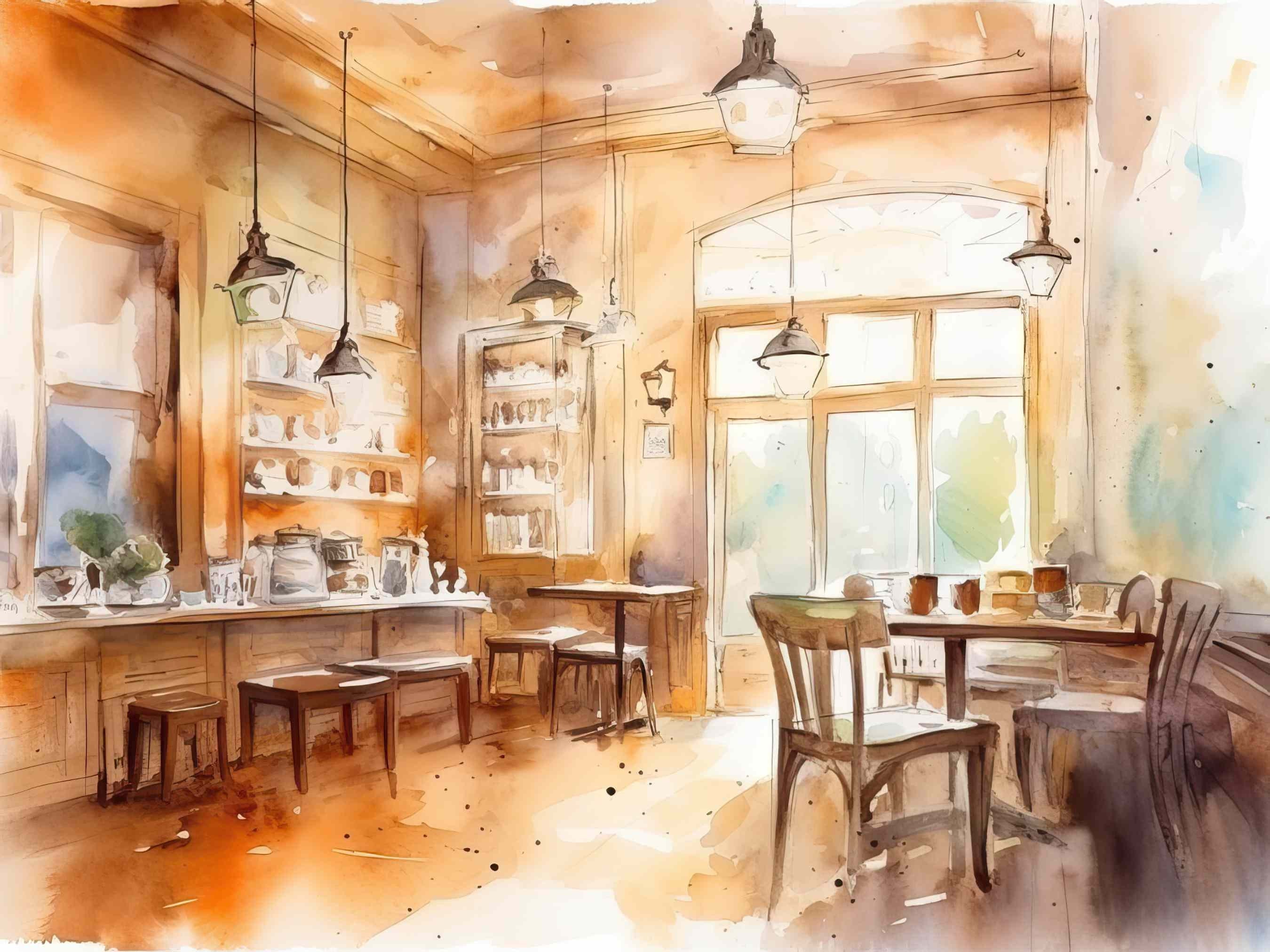 Inviting European Coffee and Tea Shop Interior | Warm Ambiance ...