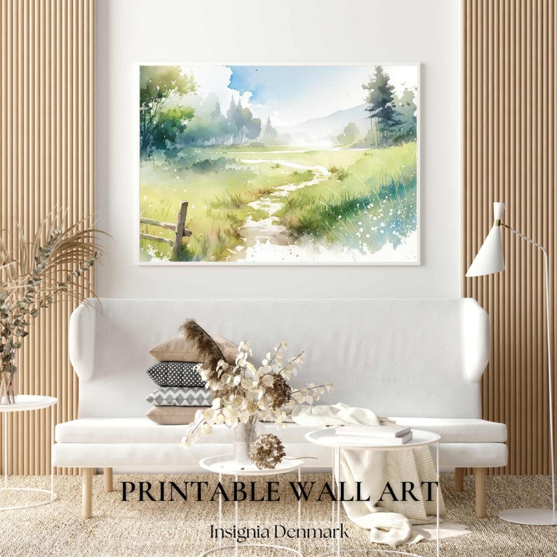 Soft Green Meadow Path Poster Print Serene Green Nature Walk ...