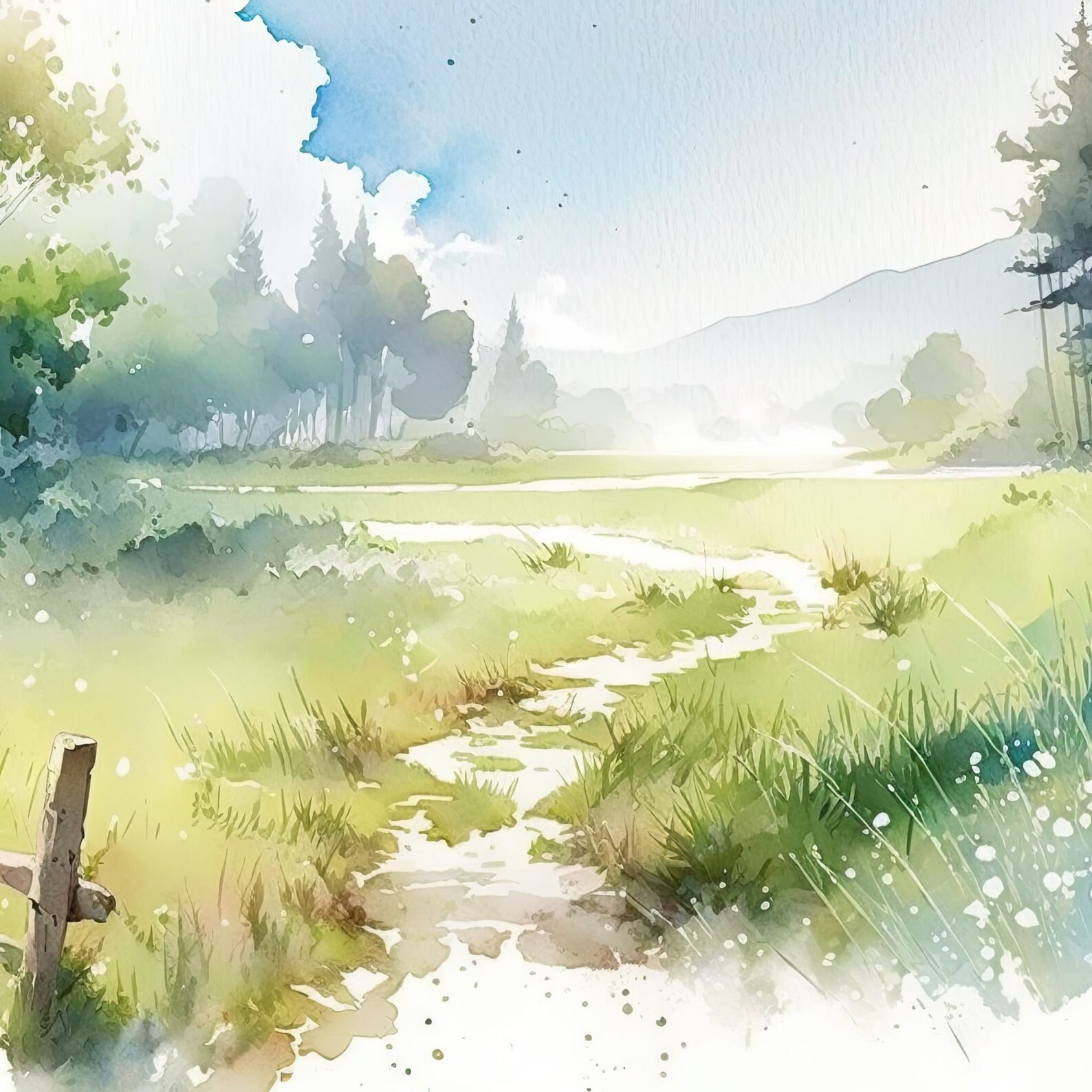 Soft Green Meadow Path Poster Print Serene Green Nature Walk ...