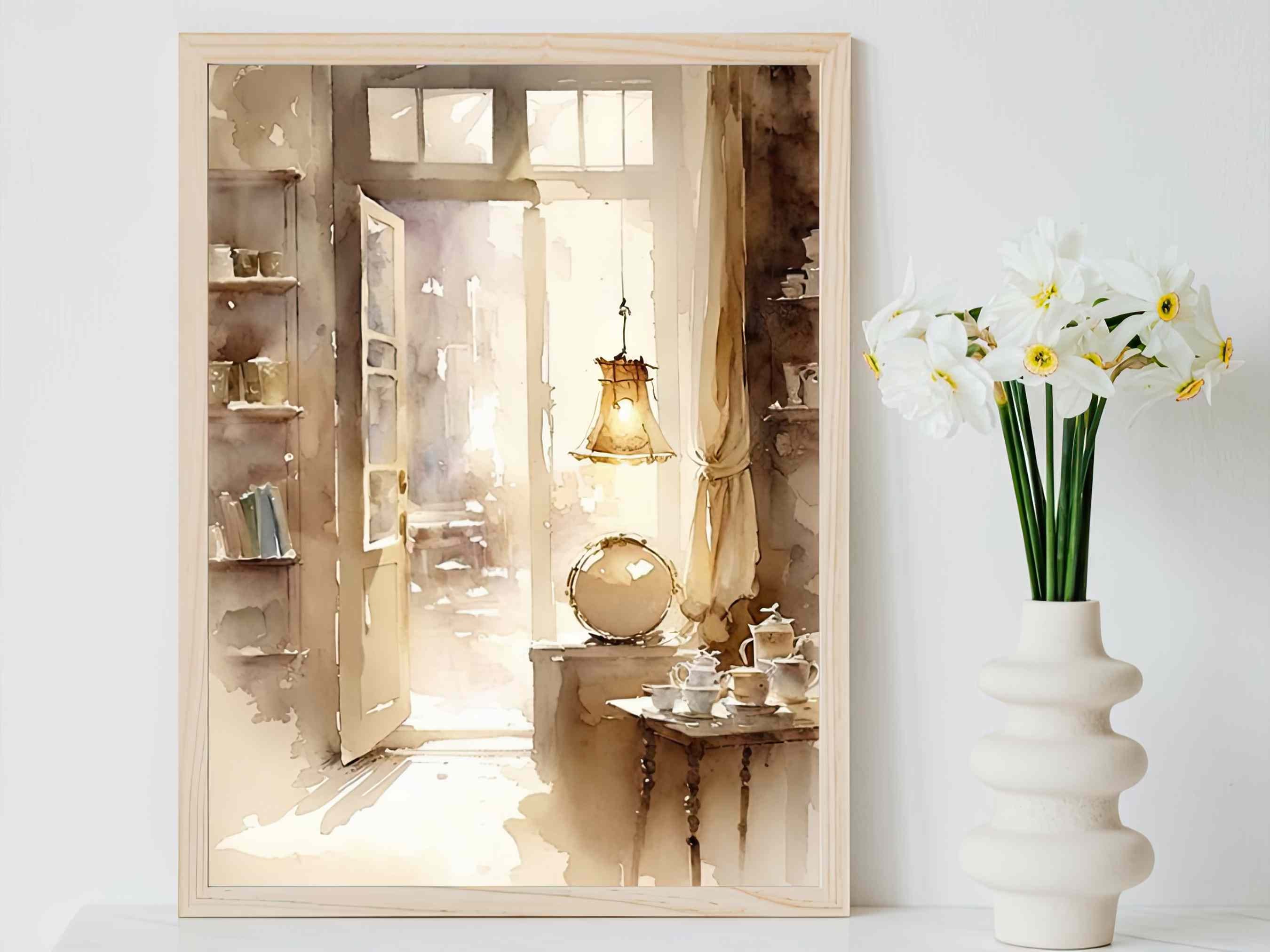 Vintage Shop Interior Illustration | Intimate and Inviting Watercolor ...
