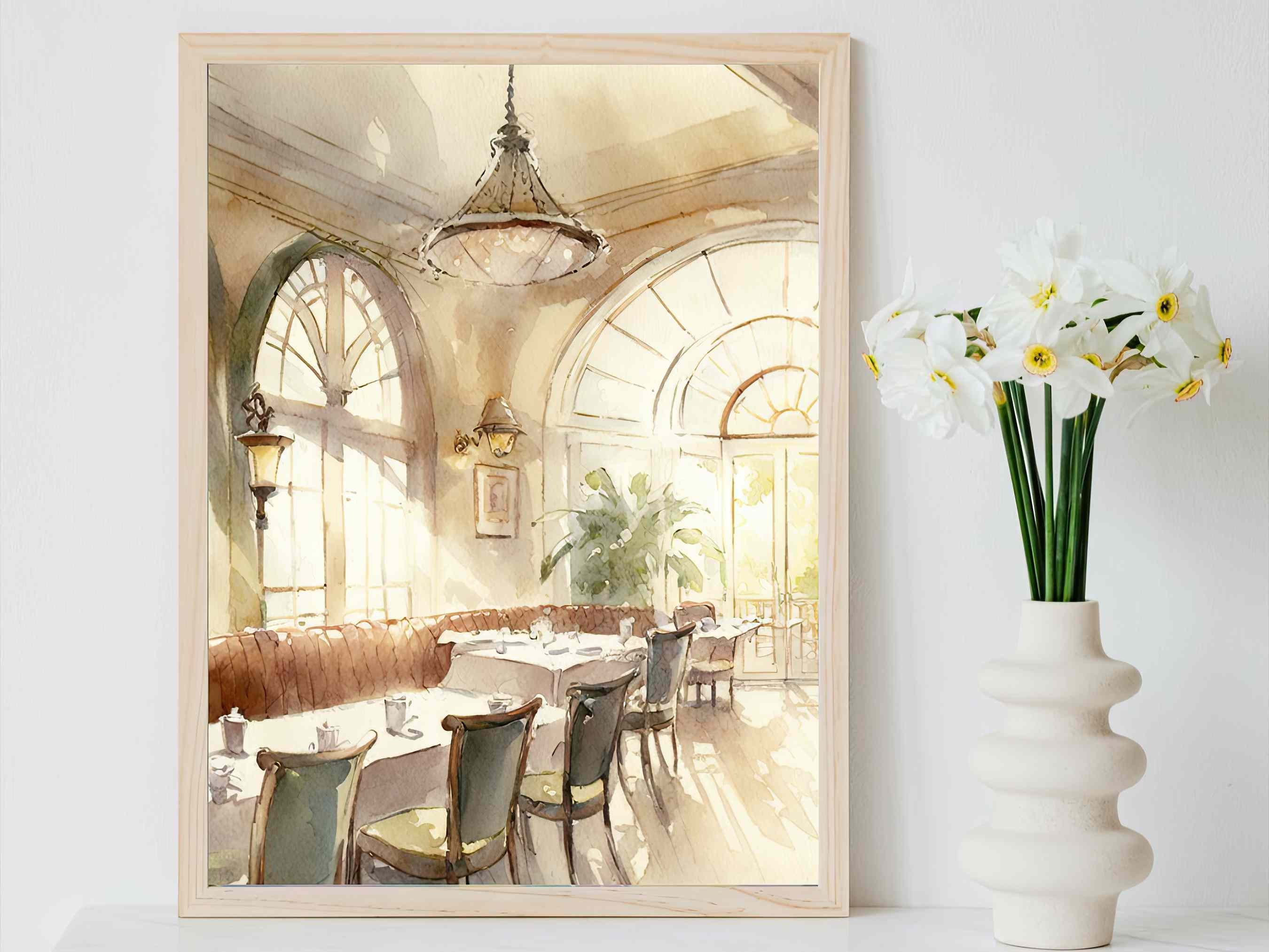 Parisian Coffee Shop Printable Wall Art Light and Cozy - Etsy