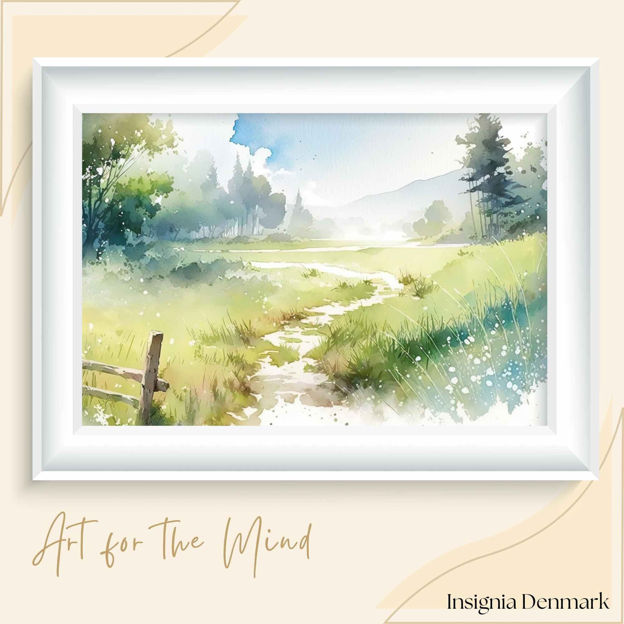 Soft Green Meadow Path Poster Print Serene Green Nature Walk ...