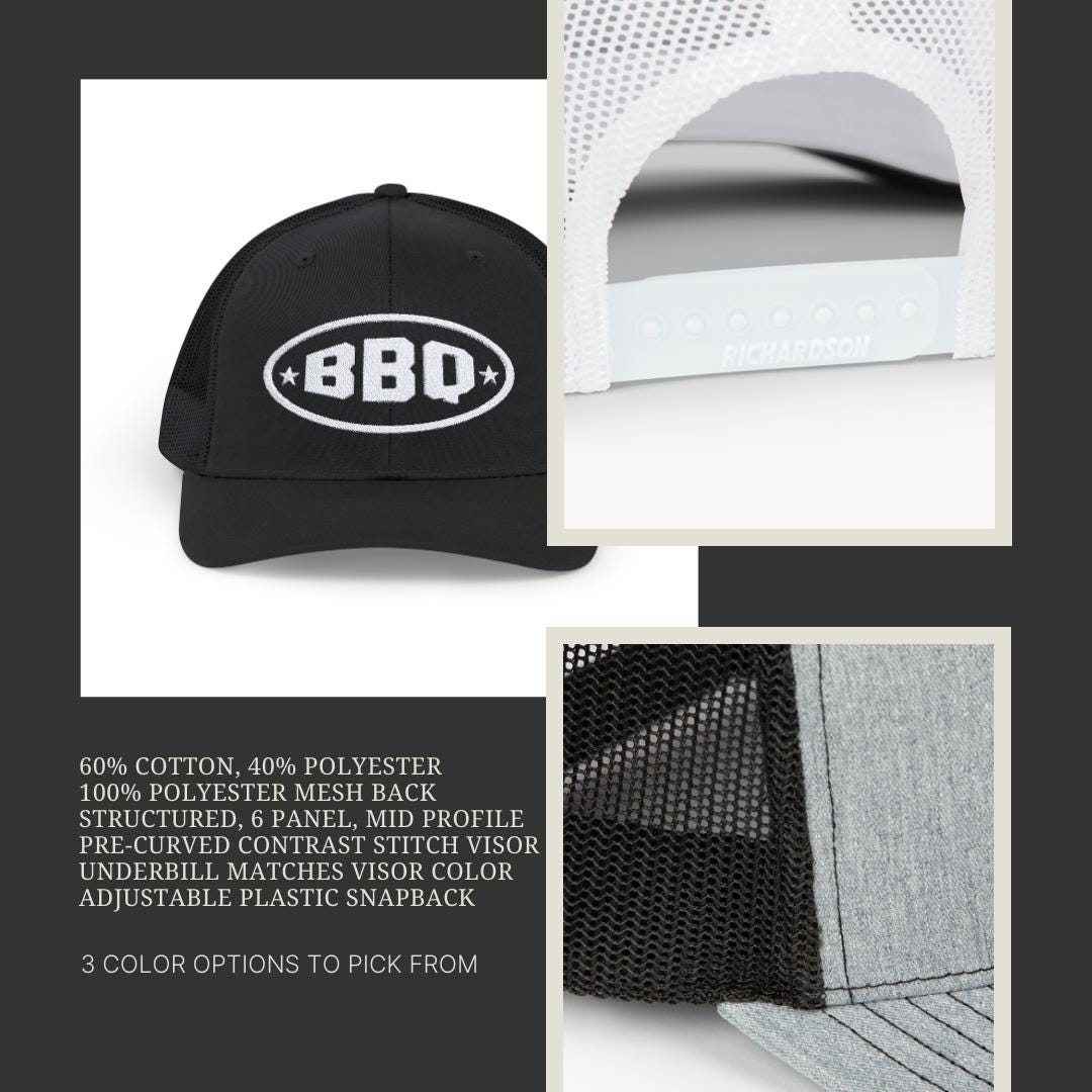 BBQ Trucker Cap, Embroidered Cap for Dad, Christmas Gift for Dad, Grill ...