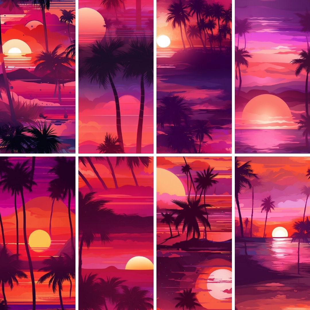Ocean Sunset Seamless Patterns - 15 Designs – 12x12in – Commercial Use ...