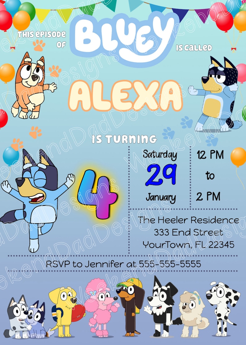Bluey Birthday Invitation, Bluey Party Invitation, Instant Download ...