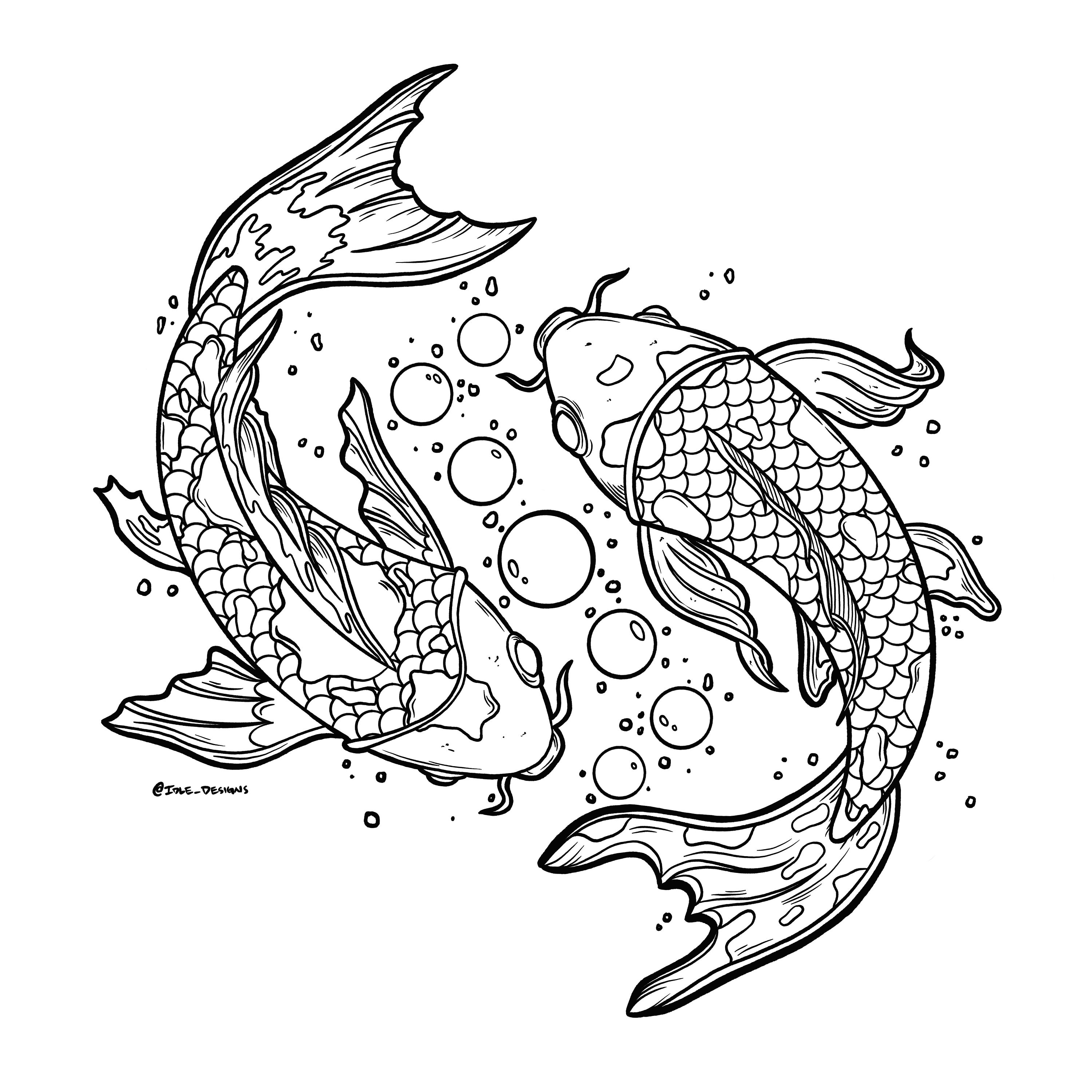 Simple Koi Fish Stencil