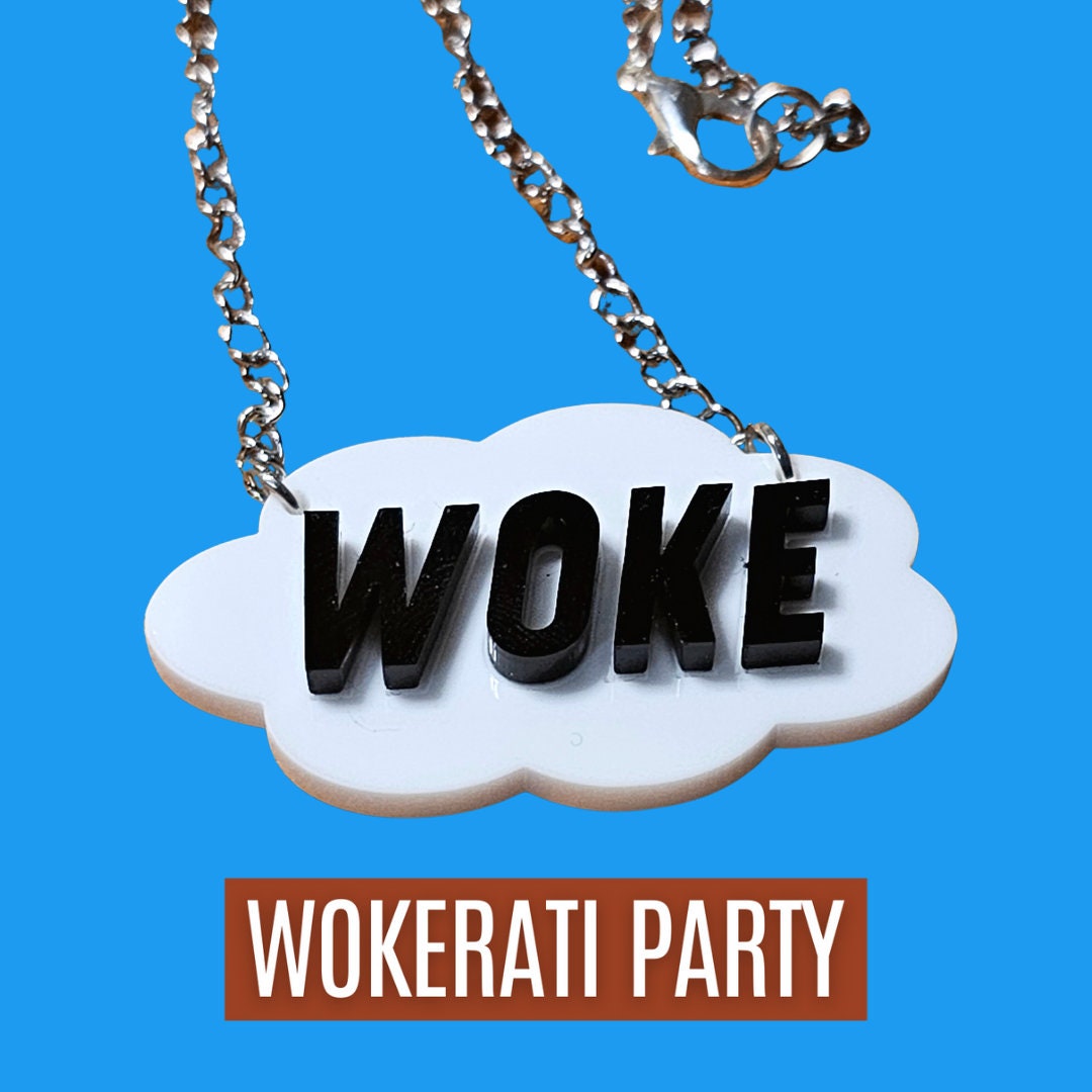 Woke Pendant Silver Necklace Chain, Acrylic Laser Cut, Unisex, Left ...