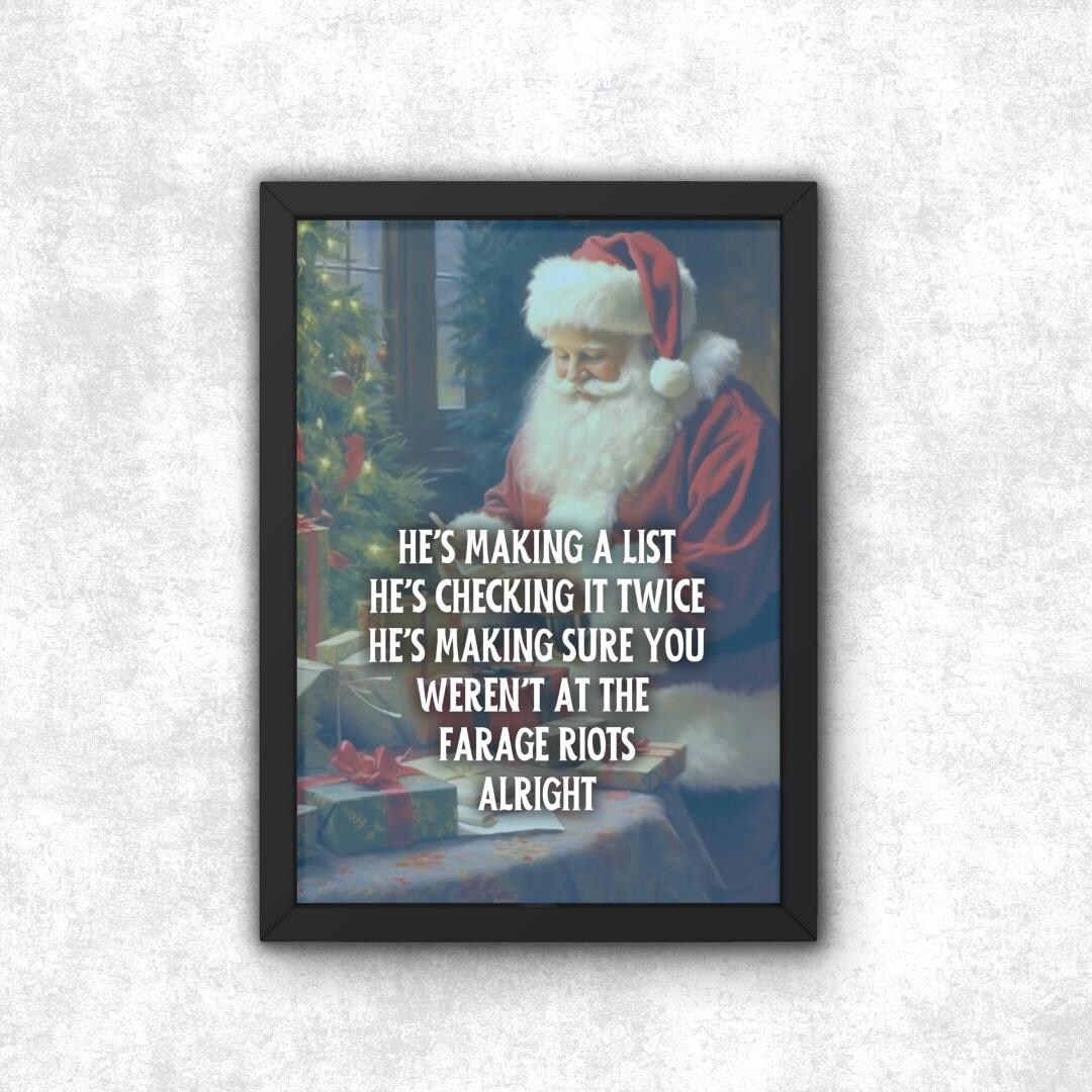 Santa Farage Riots, Unframed Print Poster Print, Naughty List, Anti ...