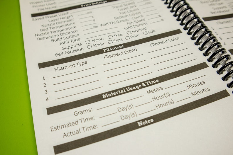 3D Printing Log Book - Etsy