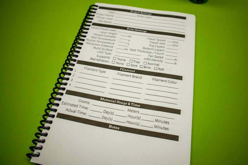 3D Printing Log Book - Etsy
