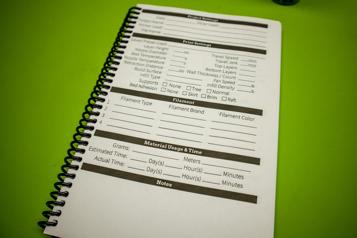 3D Printing Log Book - Etsy