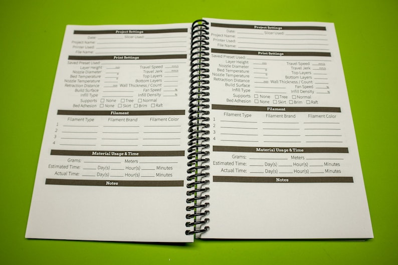 3D Printing Log Book - Etsy