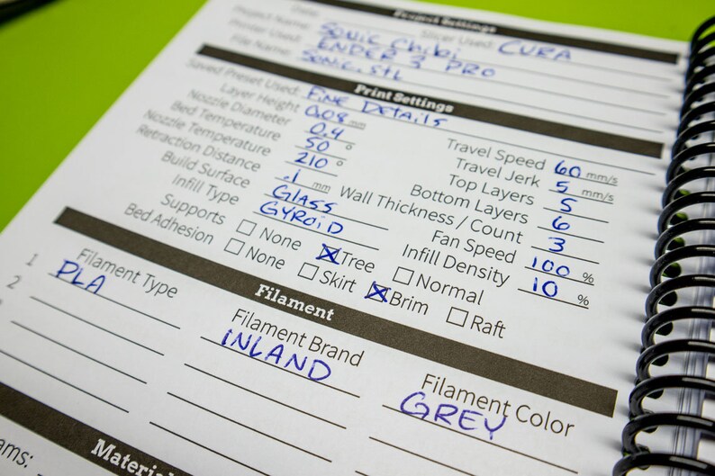 3D Printing Log Book - Etsy