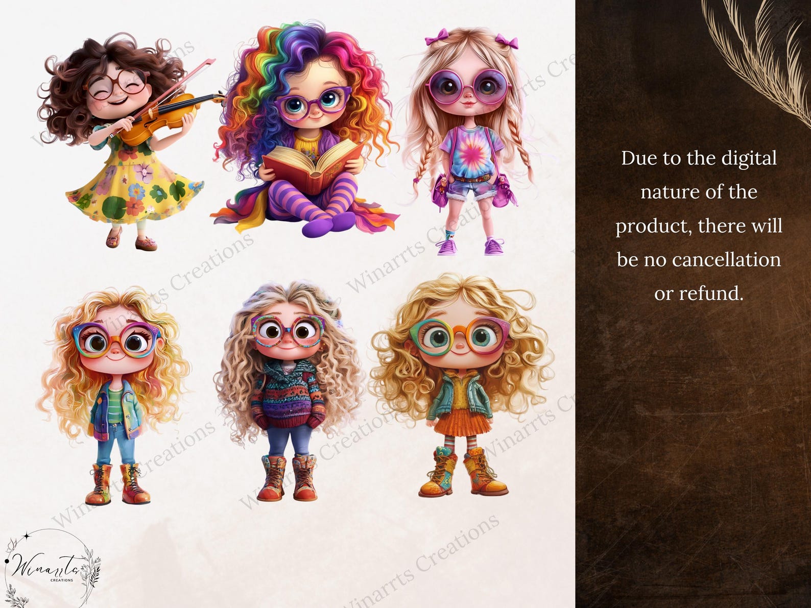 50 Quirky Girls Clipart Unique Girl Graphics Digital Download ...