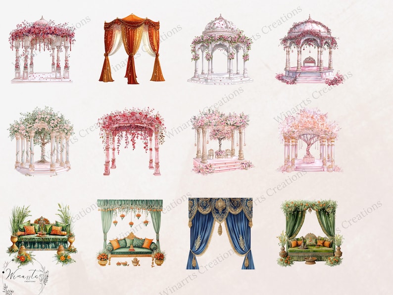 70 Mega Indian Wedding Mandap Clipart Desi Wedding Clipart Digital ...